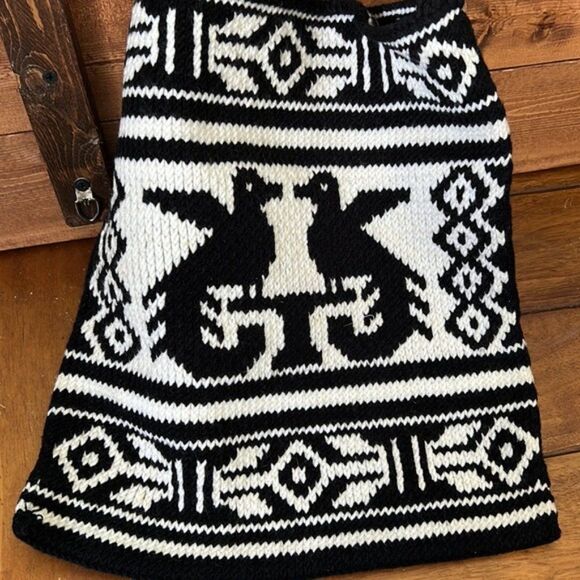 Bags | Vintage Woven Wool Native Bag Black White Boho Ethnic | Poshmark